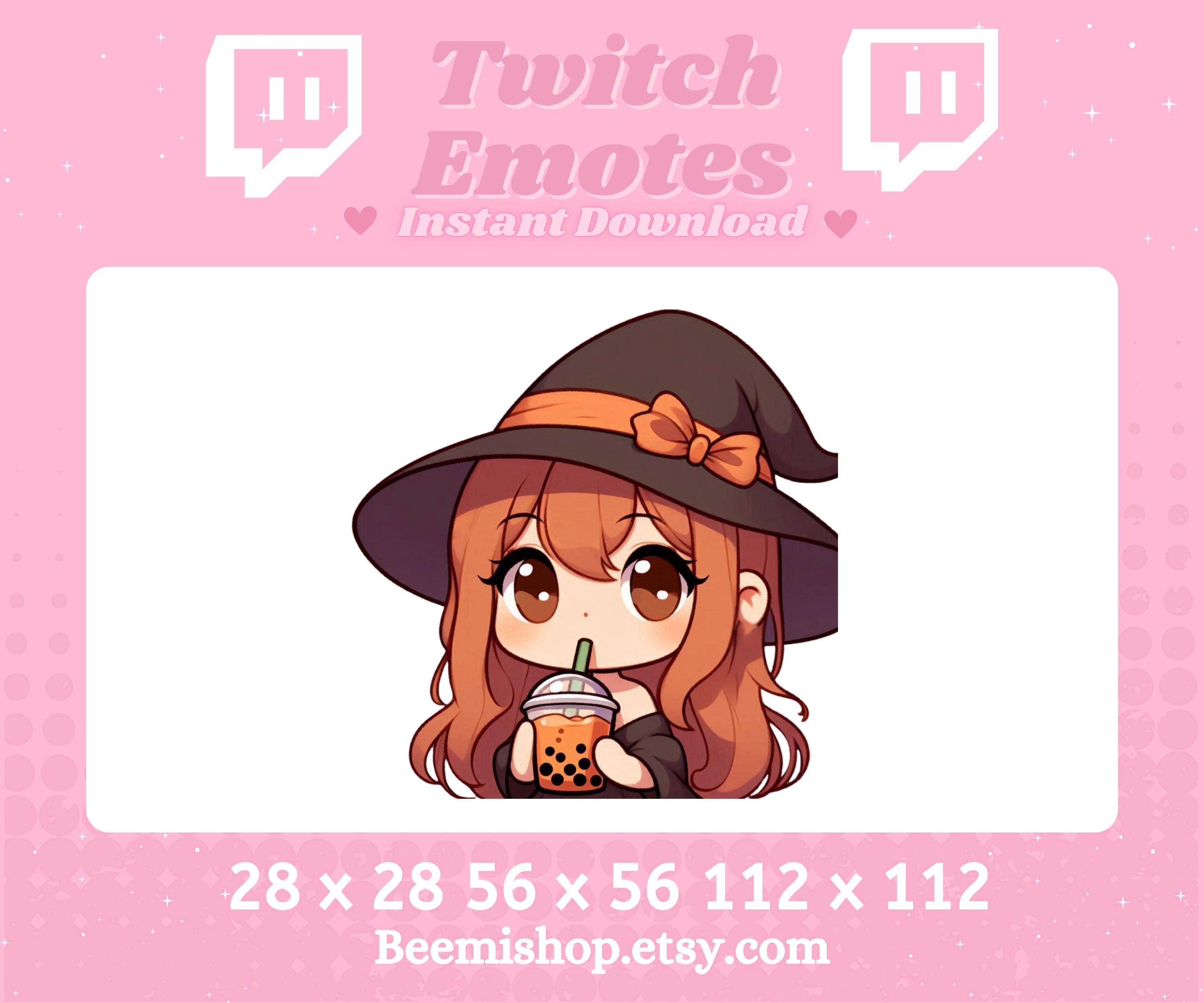 Chibi Girl Ginger Witch Drinking Boba Halloween Spooky Tea Kawaii ...