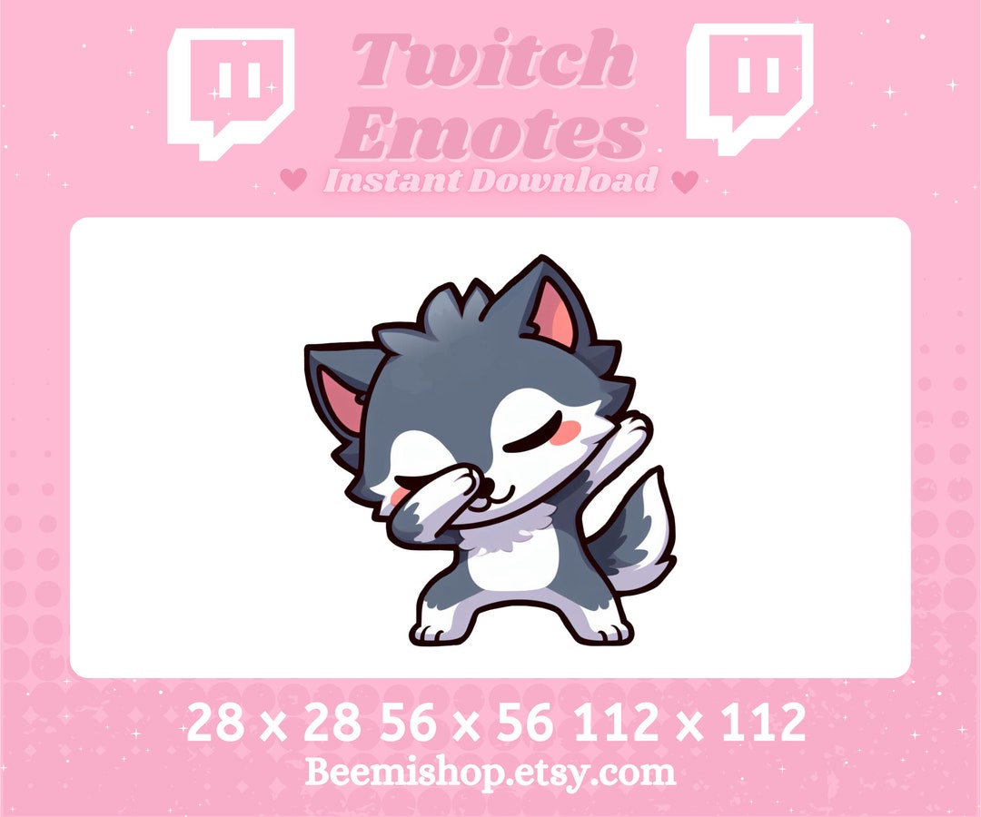 Cute Chibi Grey Blue Wolf Dab Dabbing Adorable Youtube Server Stream ...
