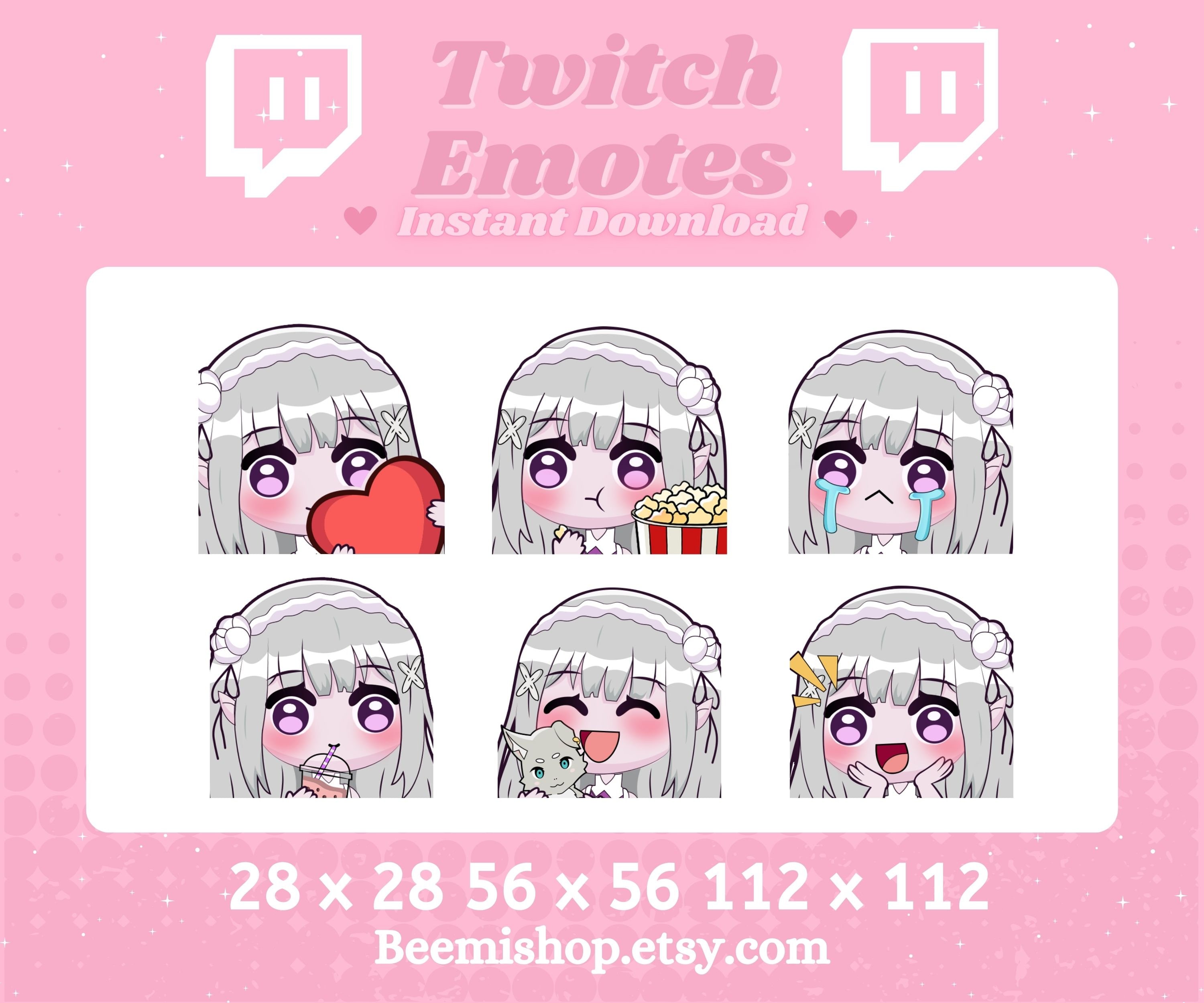 Anime Girl Emilia Pack Set Love Heart Eating Popcorn Cry Drinking Boba ...