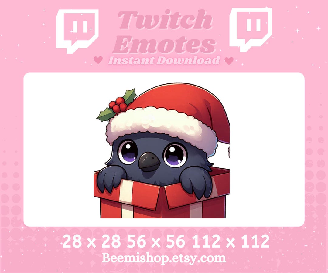 Christmas Raven Crow Lurking Hiding in A Gift Box Happy Bird Kawaii ...