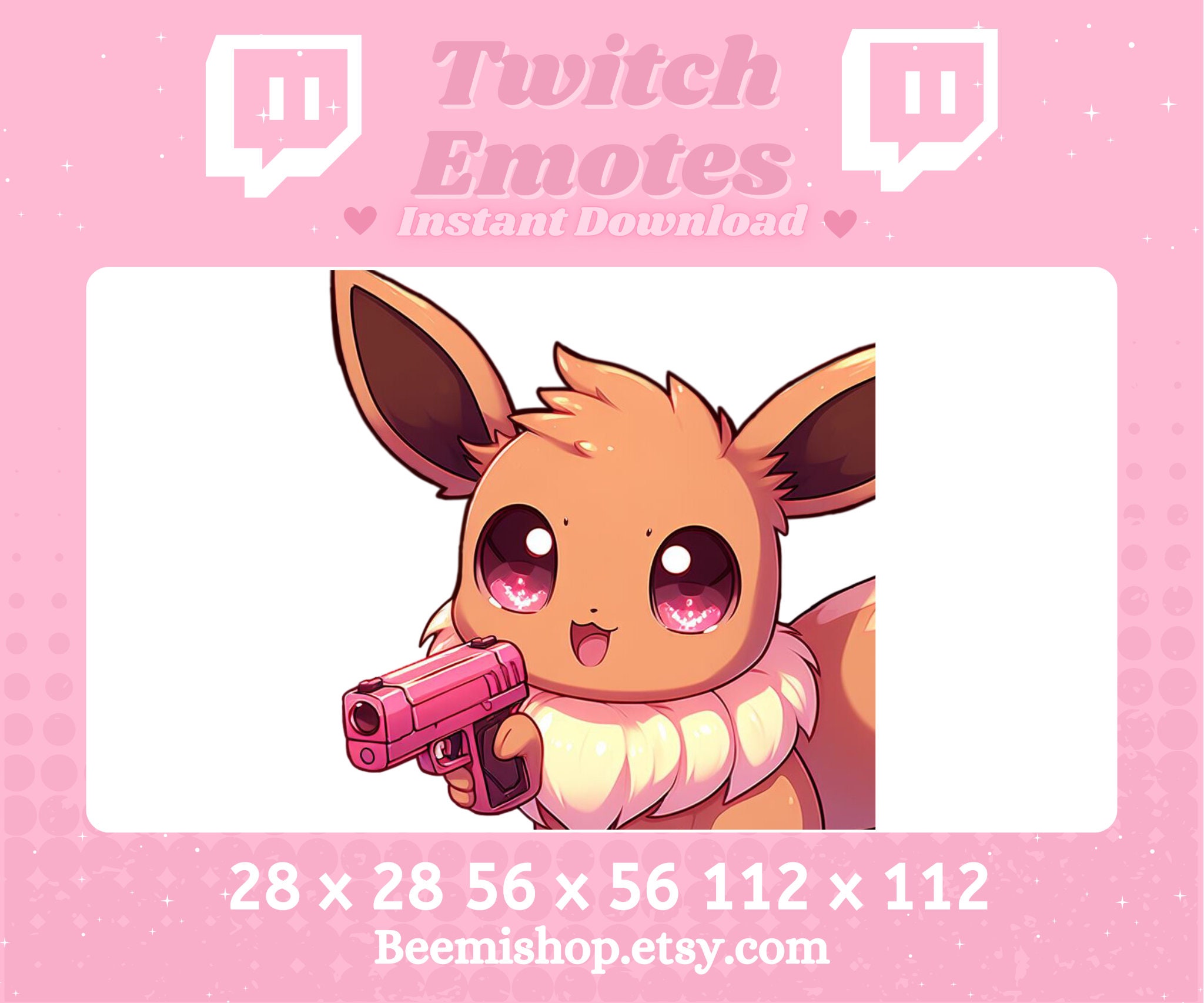 Twitch Discord Emote Eevee Gun Pokemon Emotes Pink Cute Adorable ...