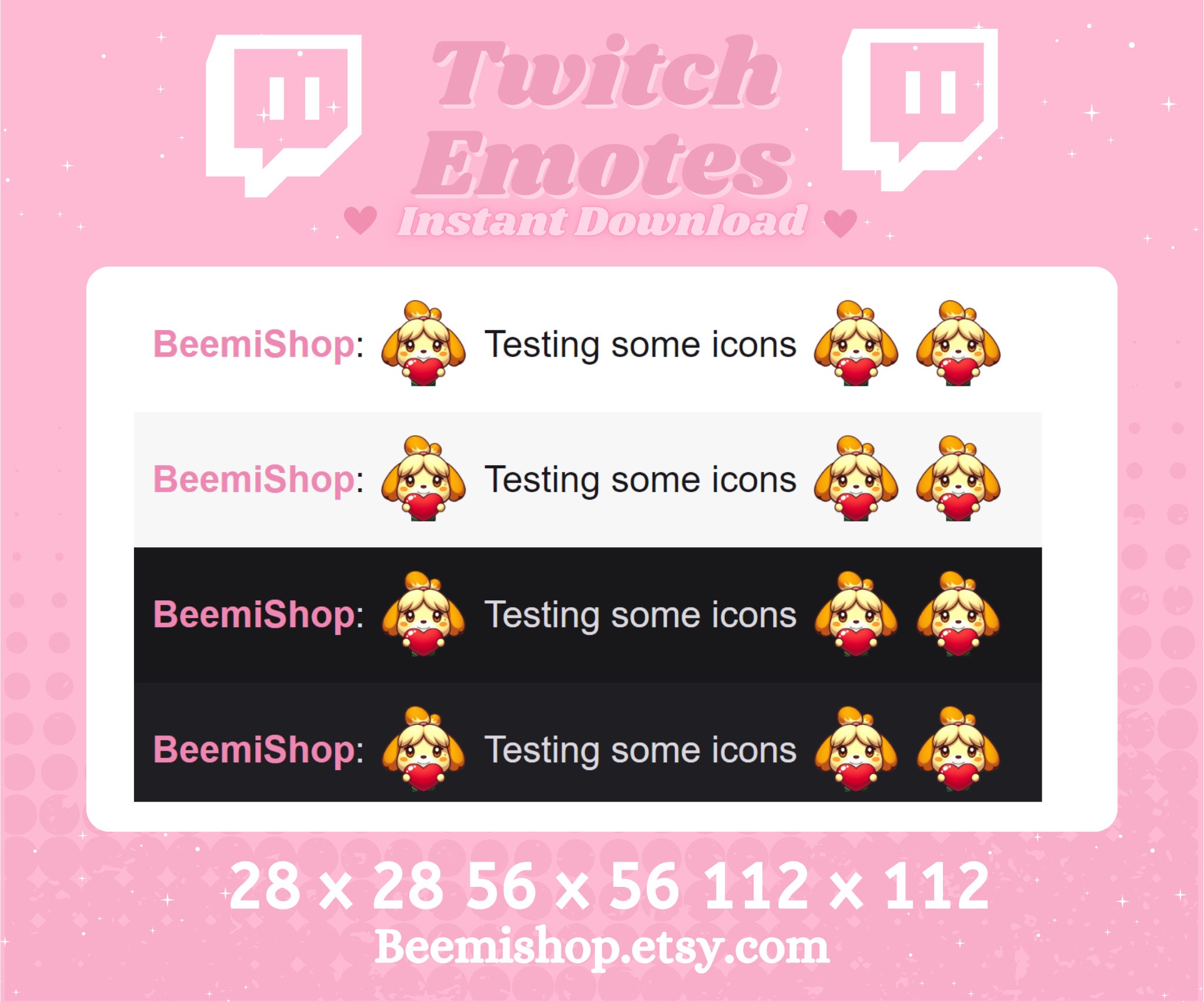 Twitch Discord Emote Cute Animal Crossing Isabelle Emotes Love Heart ...