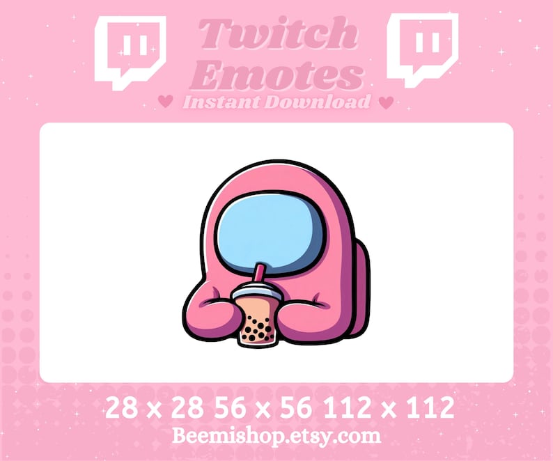 Pink Among Us Drinking Boba Tea Funny Youtube Server Kawaii Funny ...