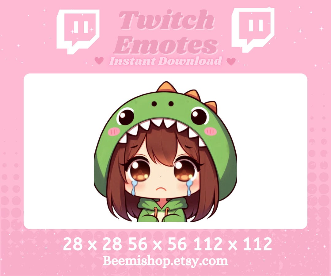 Dinosaur Chibi Girl Crying Sad Upset Tears Long Brown Hair Brown Eyes ...