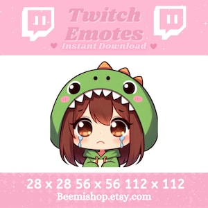 Dinosaur Chibi Girl Crying Sad Upset Tears Long Brown Hair Brown Eyes ...