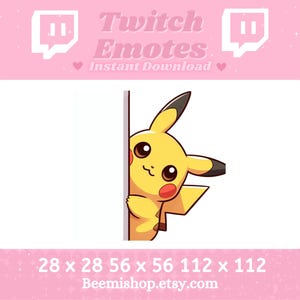 Pikachu Lurk Happy Peeking Twitch Discord Emote Cute Kawaii Adorable ...