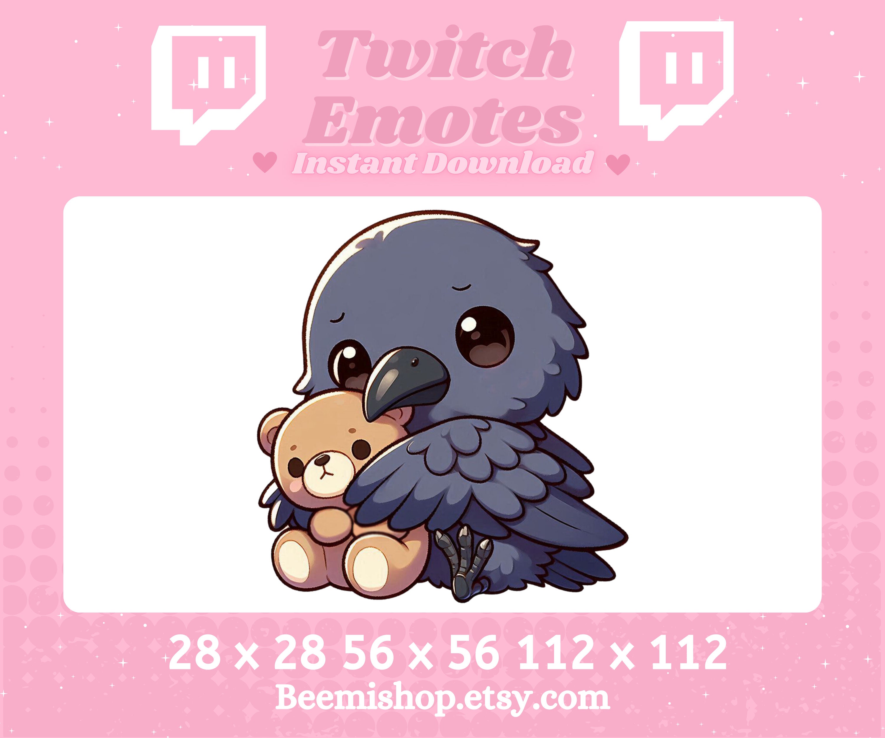 Raven Crow Hugging A Brown Teddy Bear Cuddle Comfy Cozy Kawaii Funny ...