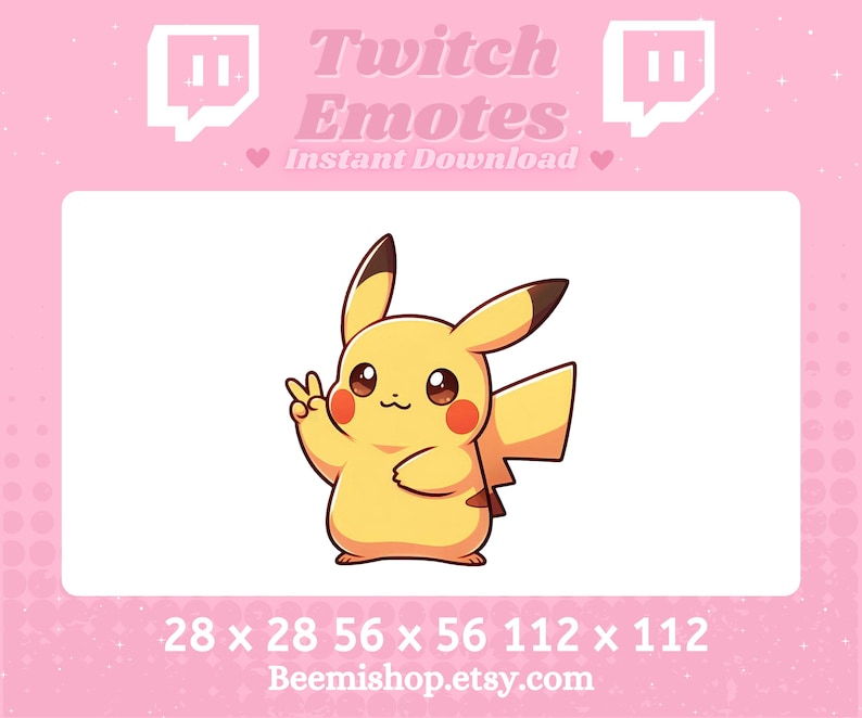 Pikachu Peace Out Sign Happy Twitch Discord Emote Cute Kawaii Adorable ...