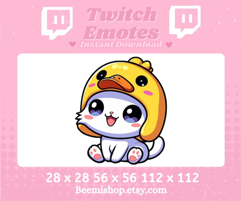 Twitch Emote Discord Emote Cute Cat Wearing A Duck Hat Happy Emotes ...