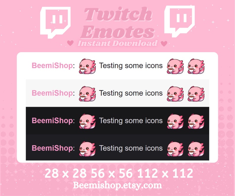 Twitch Discord Emote Pink Axolotl Emotes Coffe Happy Cute Kawaii ...
