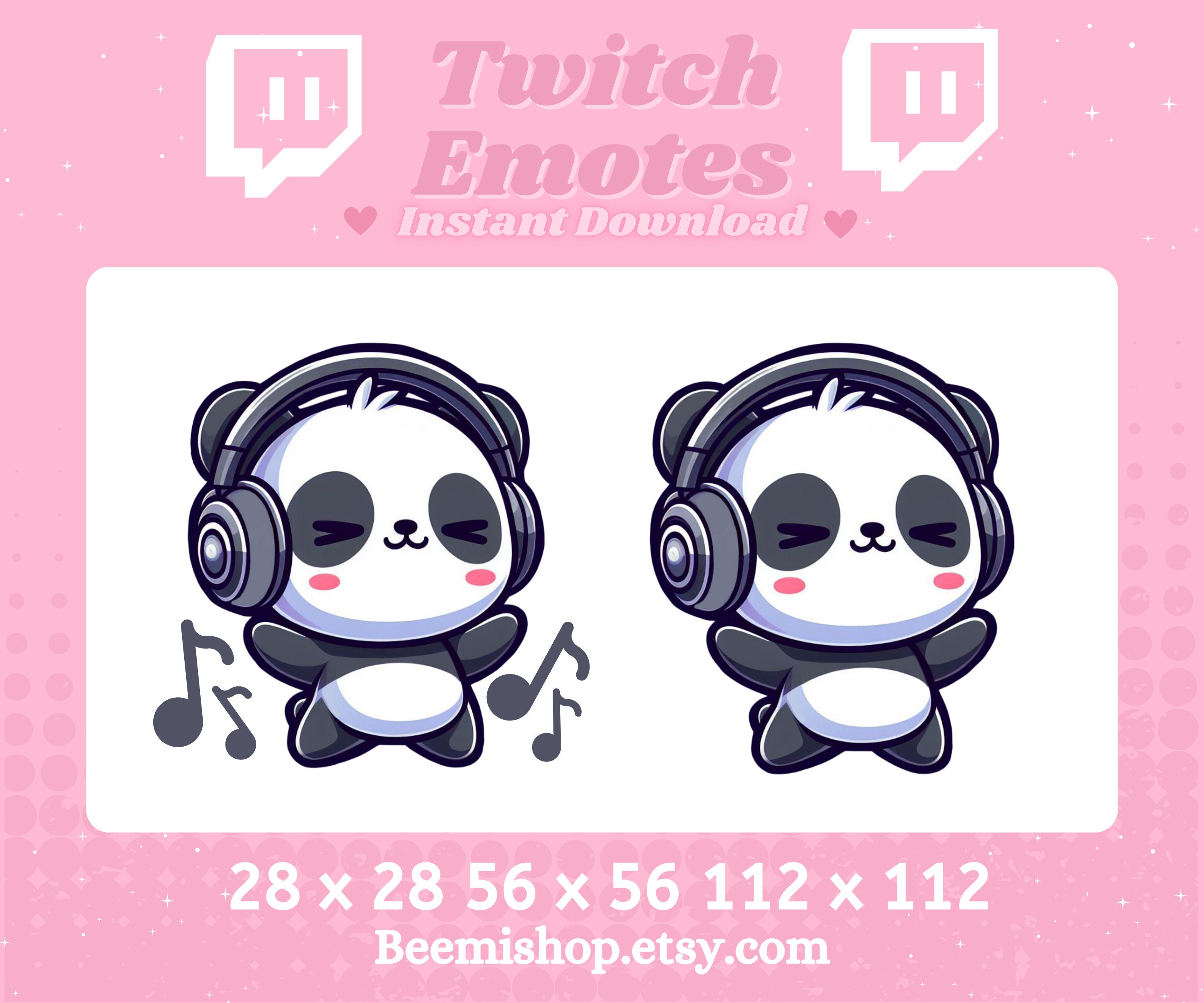Panda Music Jam Vibe Dance Kawaii Adorable Twitch Discord Emote Stream ...