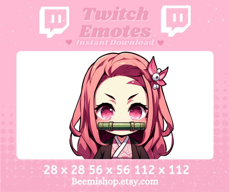 Twitch Discord Emote Demon Chibi Girl Nezuko Anime Demon Girl Emotes ...