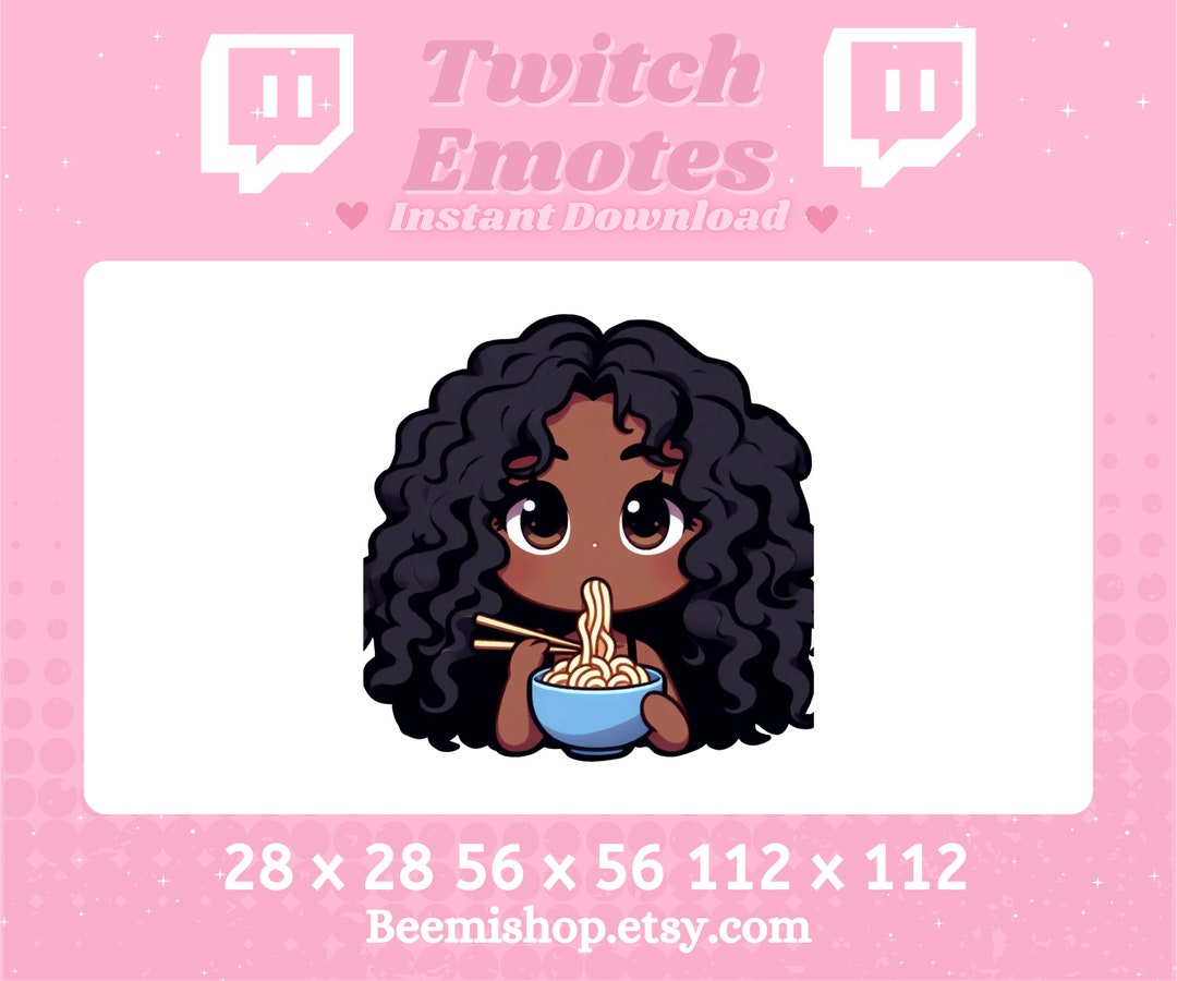 Chibi Black Girl Eating Noodles Cute Youtube Stream Streaming Black ...