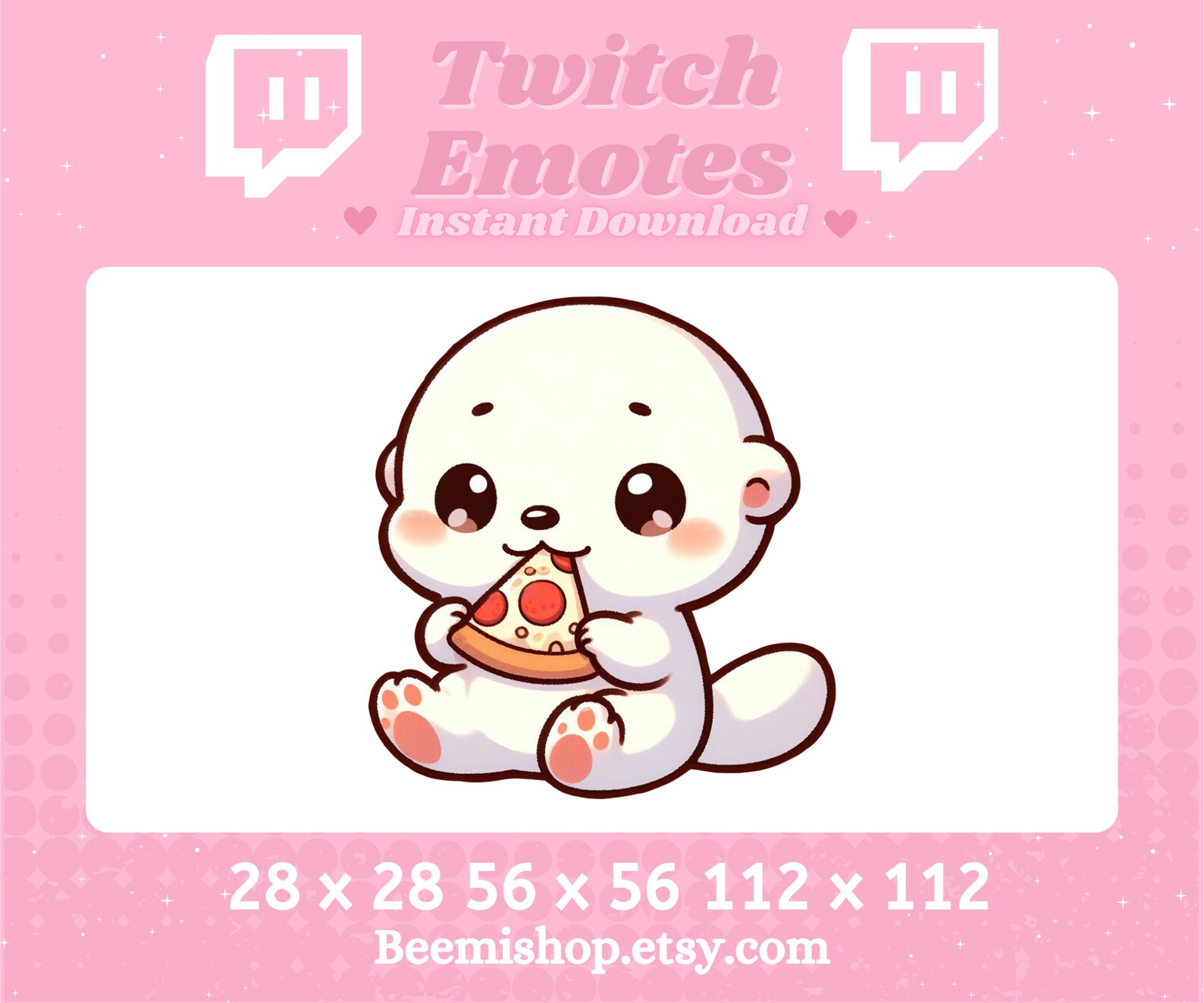 Twitch Emotes Discord Emote White Otter Animal Emotes Eating Pizza ...