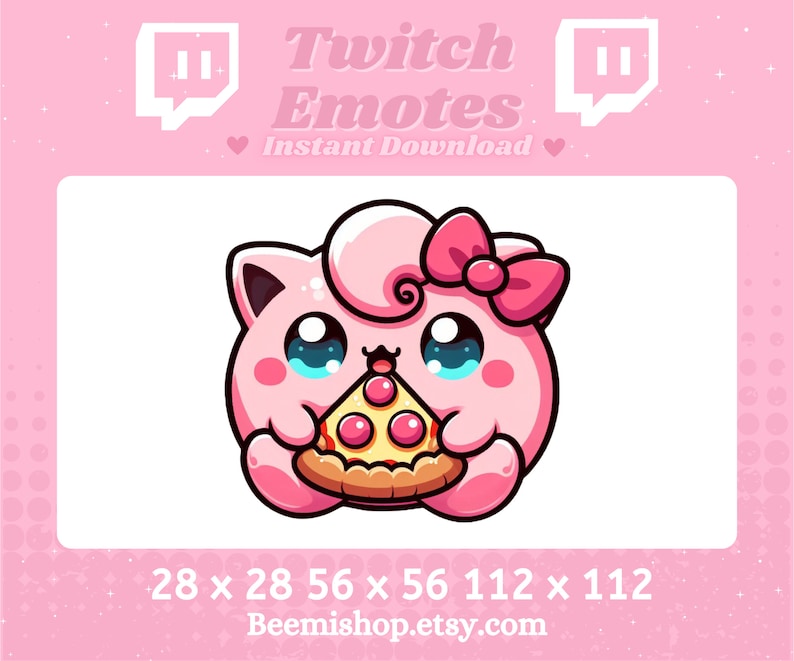 Twitch Discord Emote Cute Pokemon Jigglypuff Emotes Eating Pizza Ribbon ...