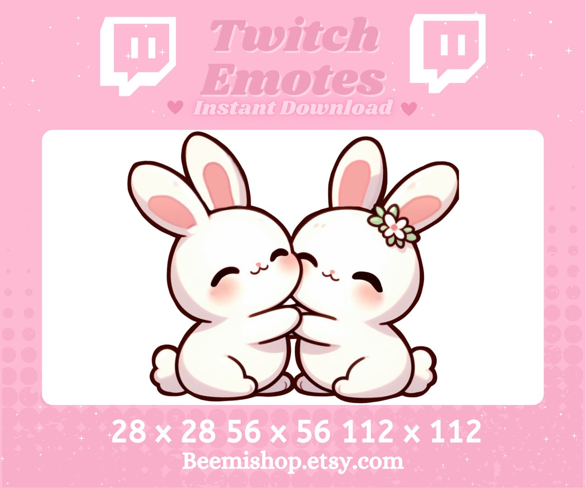 Twitch Emotes Discord Emote Bunny Rabbit Emotes Love Cozy Cuddle Hug ...