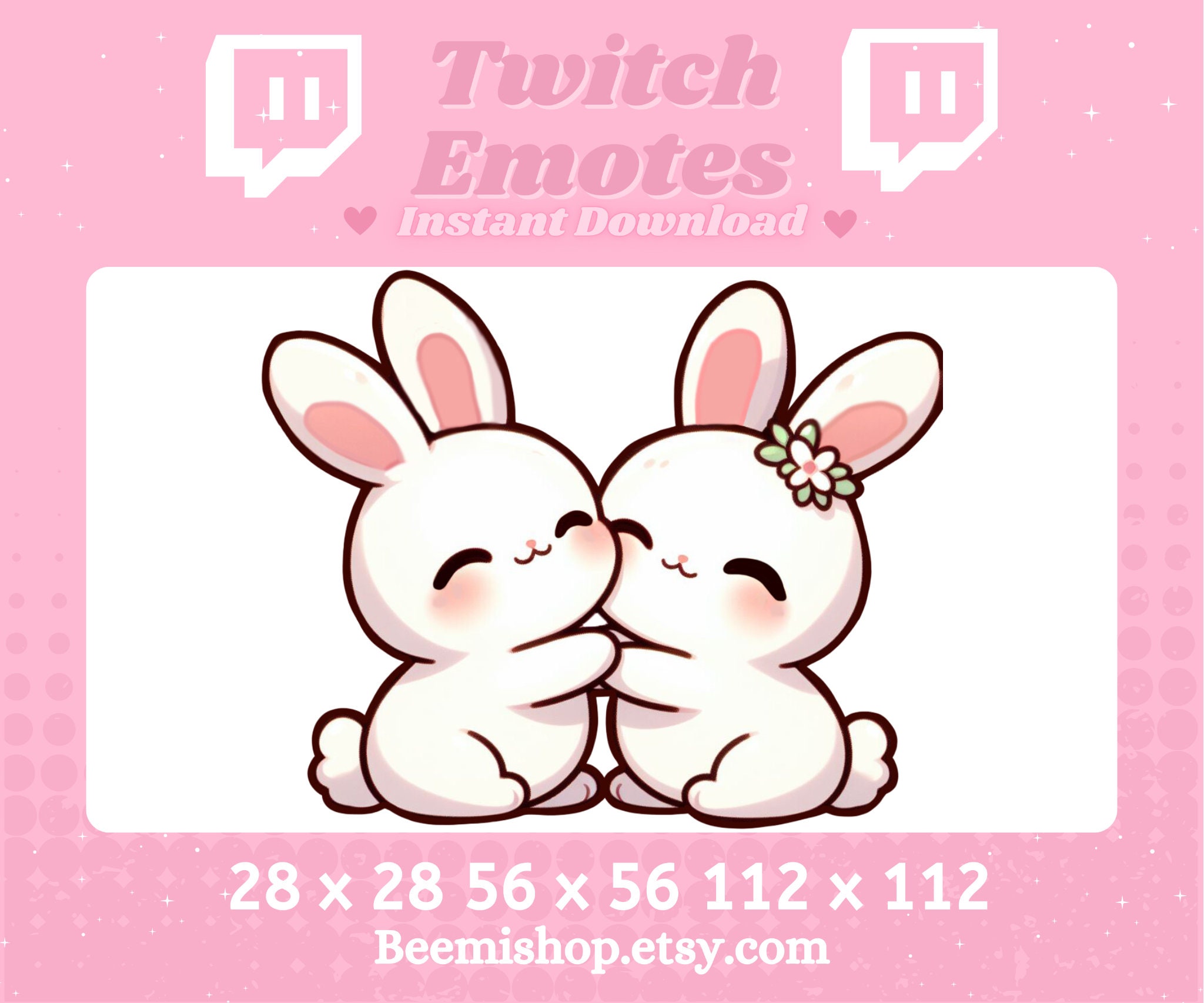 Twitch Emotes Discord Emote Bunny Rabbit Emotes Love Cozy Cuddle Hug ...