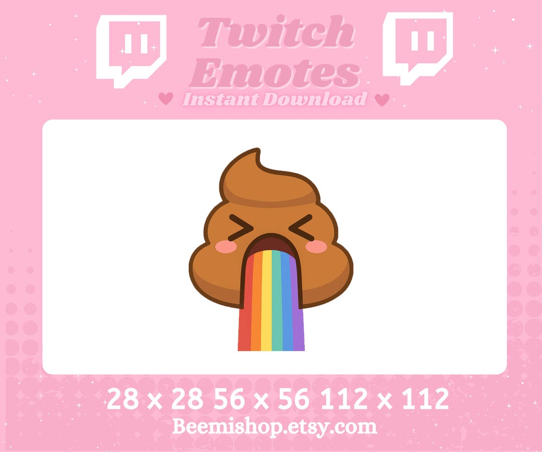 Poop Rainbow Emoji Twitch Discord Reaction Emote – Funny Meme Chat ...