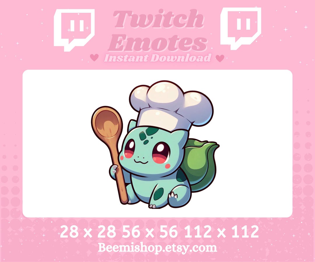 Bulbasaur Chef Cooking Happy Twitch Discord Emote Cute Kawaii Adorable ...
