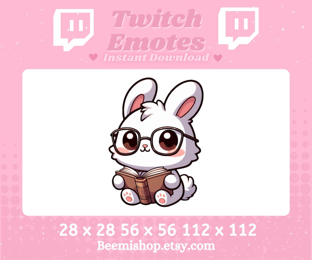 White Bunny Reading Nerd Smart Glasses Funny Meme Happy Cute Kawaii ...