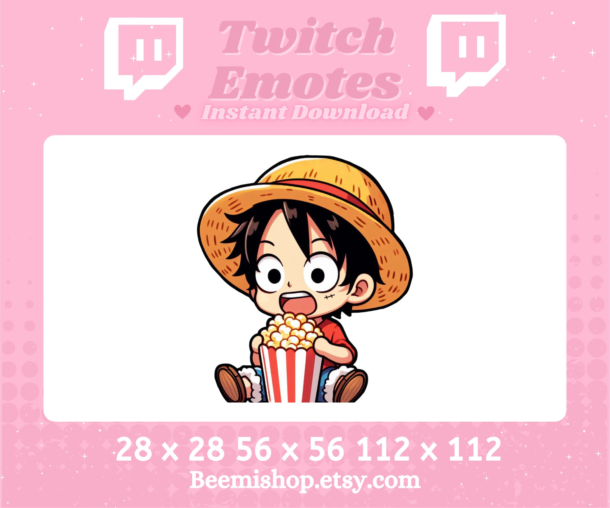 Twitch Emotes Discord Emote Chibi Luffy One Piece Emotes Eating Popcorn ...