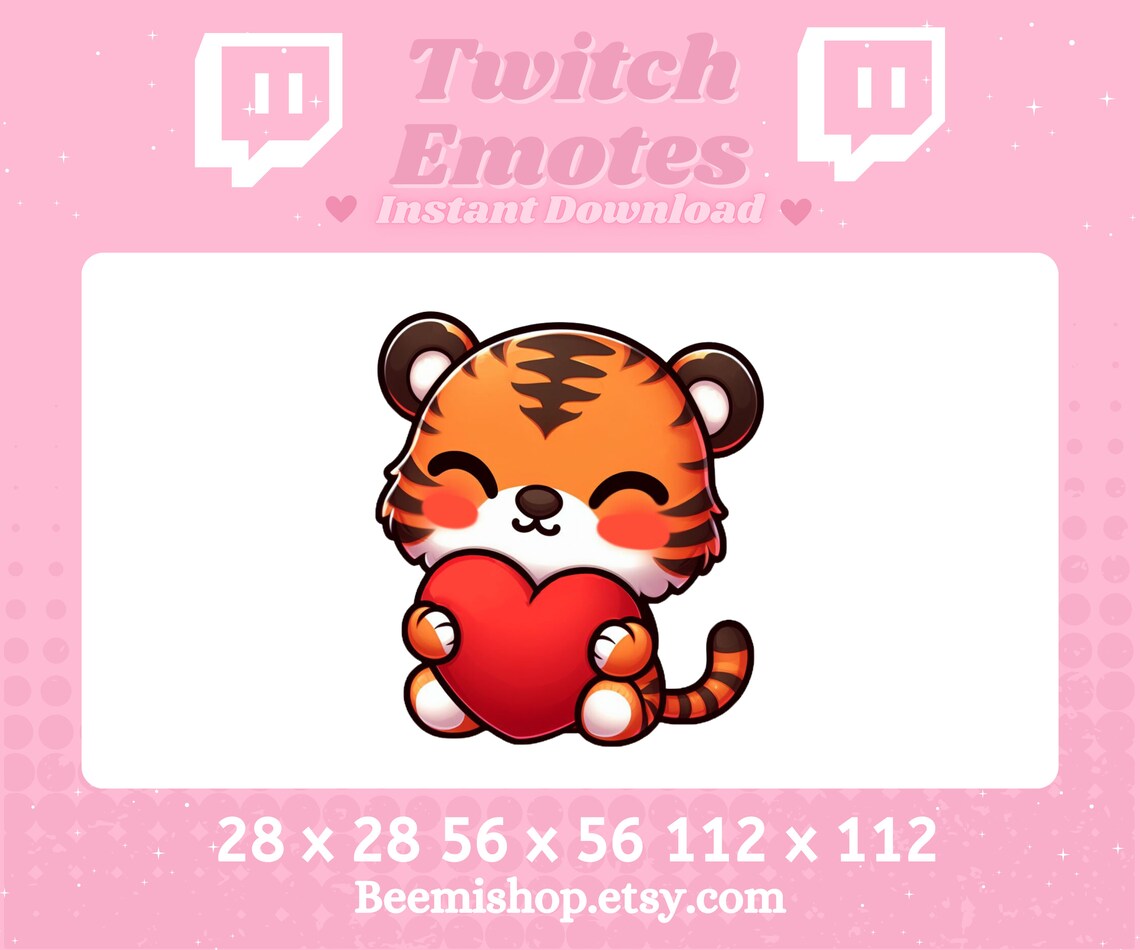Tiger Love Heart Happy Adorable Twitch Discord Emote Stream Wild Animal ...