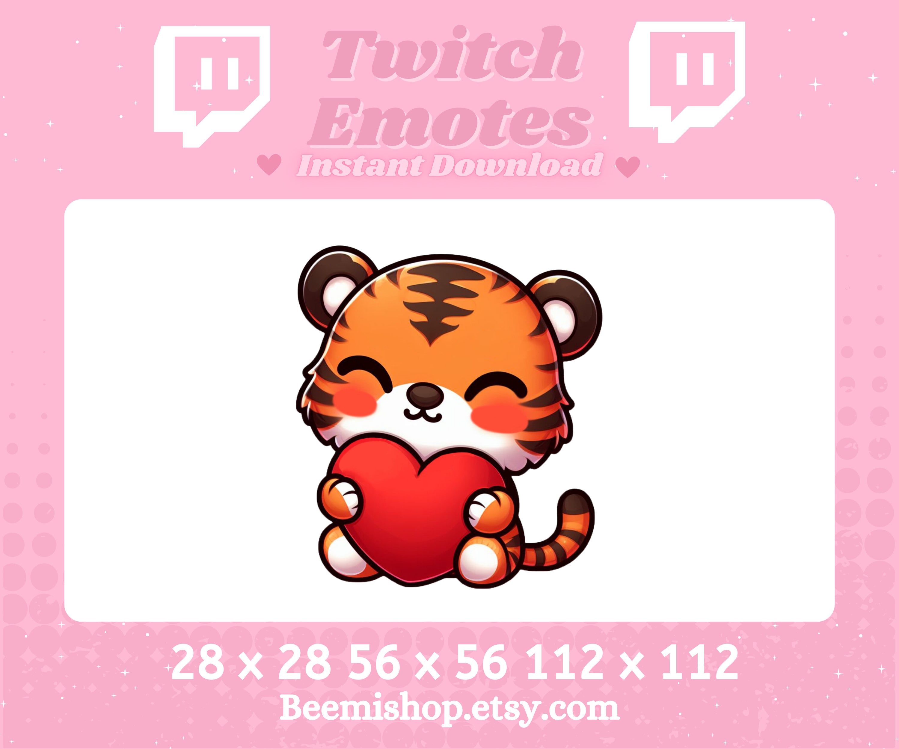 Tiger Love Heart Happy Adorable Twitch Discord Emote Stream Wild Animal ...