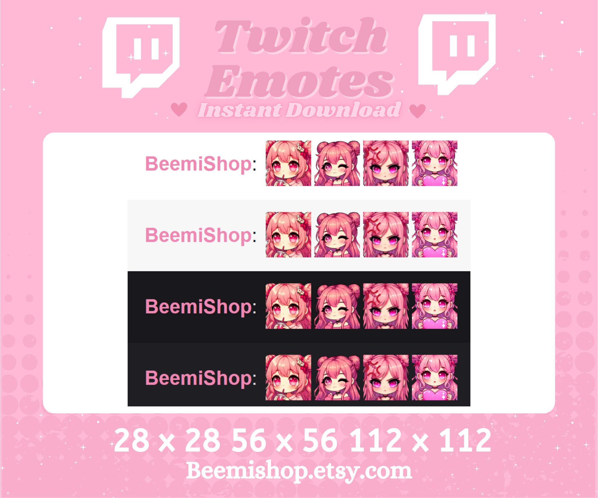 Twitch Emote|discord Emote|4|pink|girls|pack|funny|drinking|flirty ...