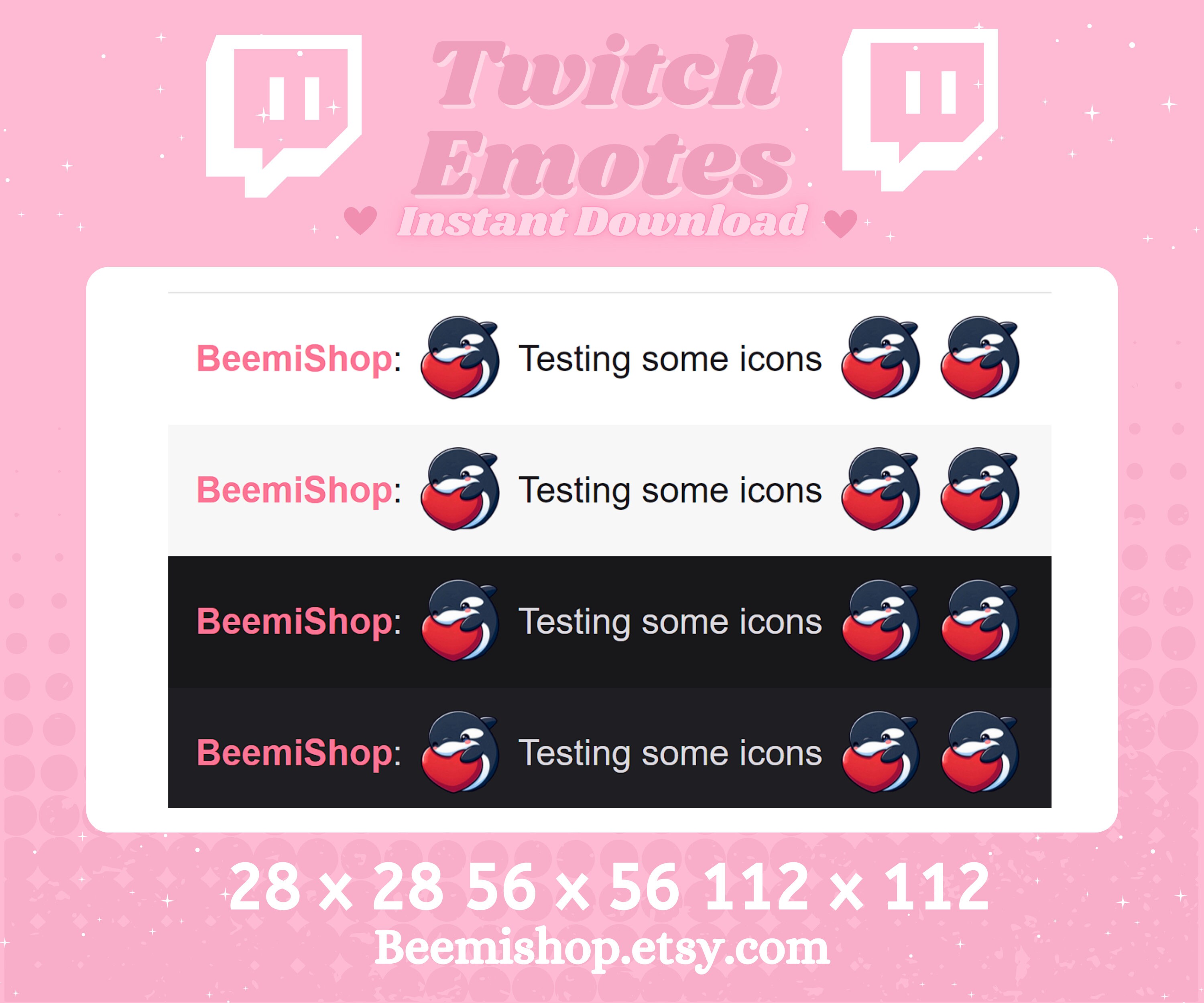 Orca Whale Love Heart Hug Happy Fish Adorable Twitch Discord Emote ...