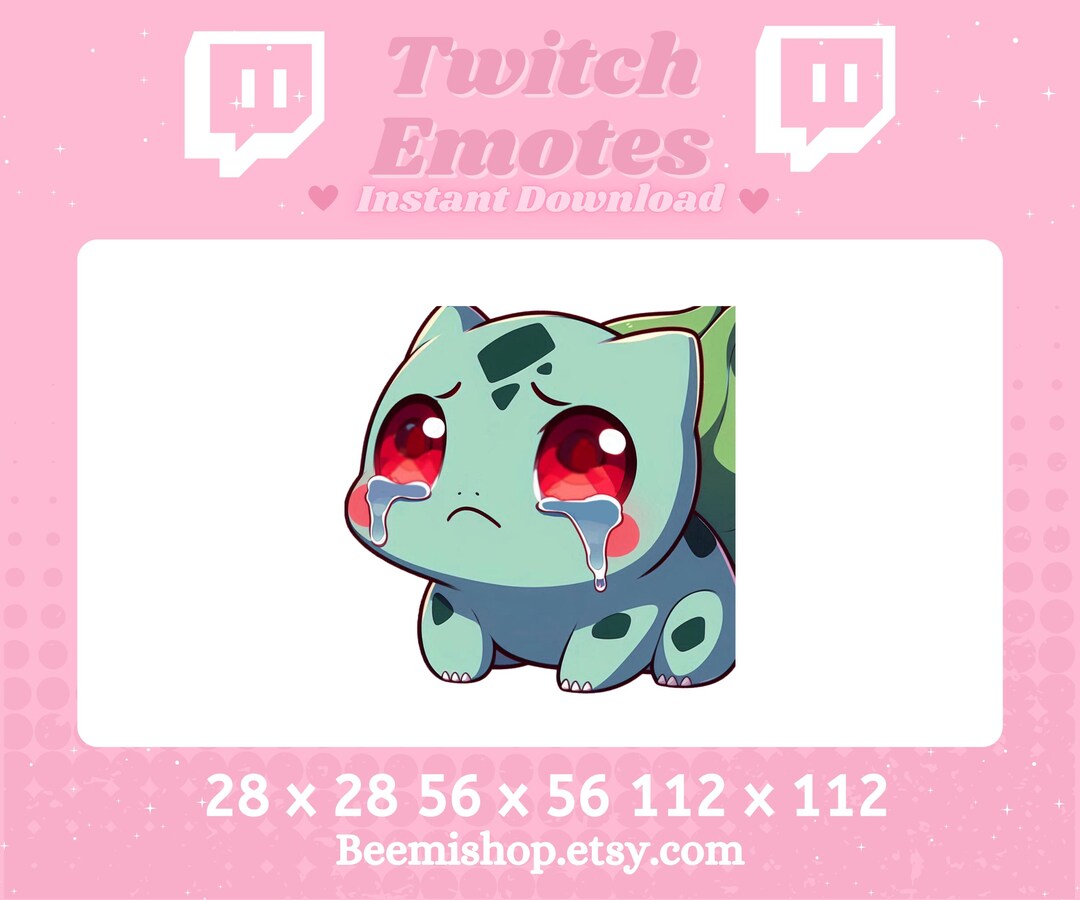Bulbasaur Crying Sad Tears Upset Twitch Discord Emote Cute Kawaii ...