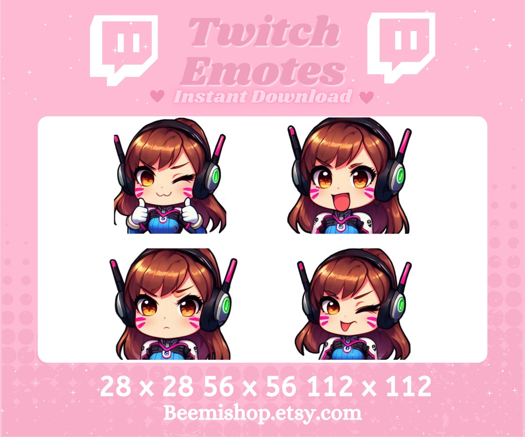 Twitch Discord Emote Cute Chibi Overwatch Dva Emotes Pack Set Funny ...