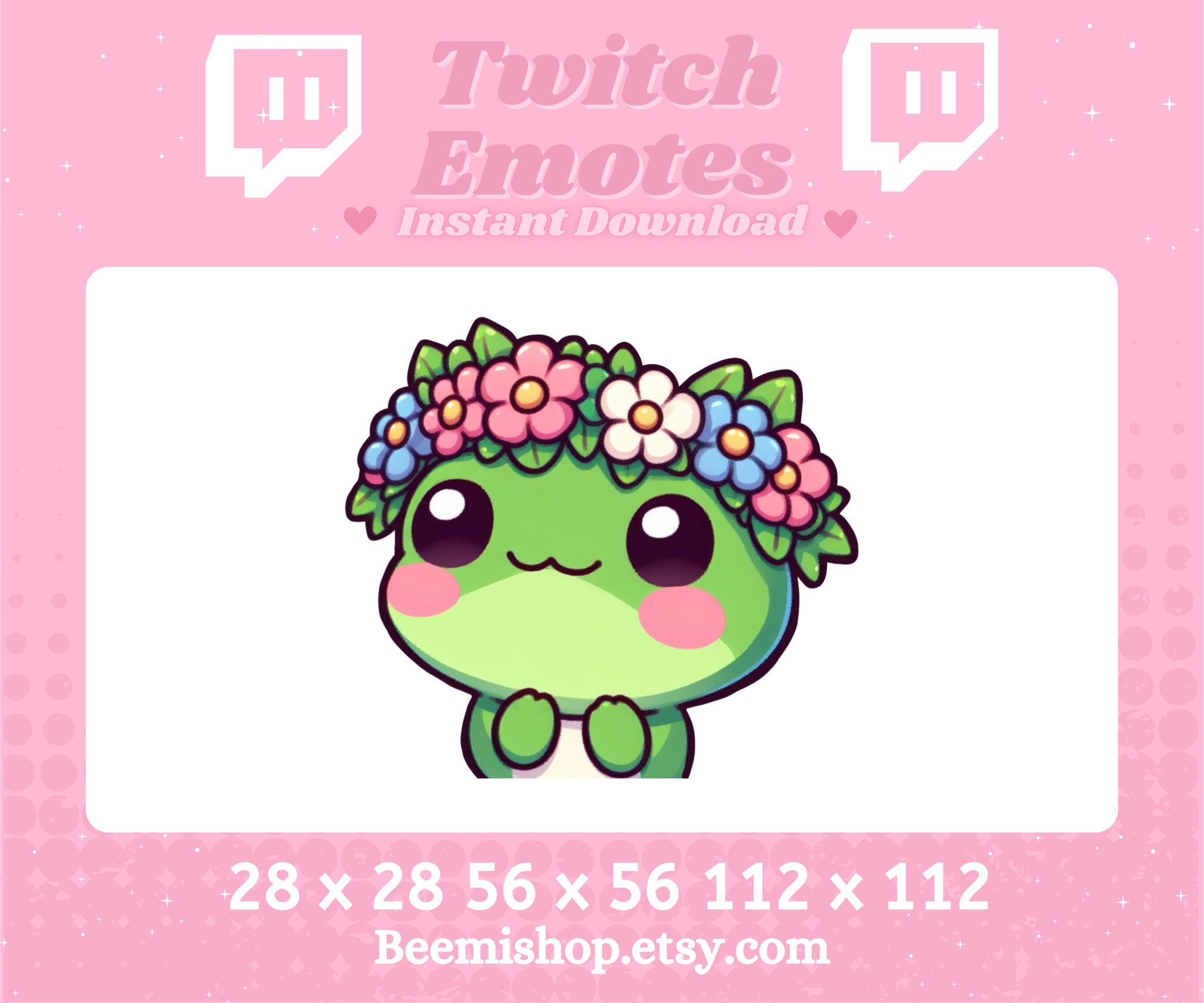 Twitch Emote Cute Chibi Frog Emotes Wearing A Flower Crown Happy ...