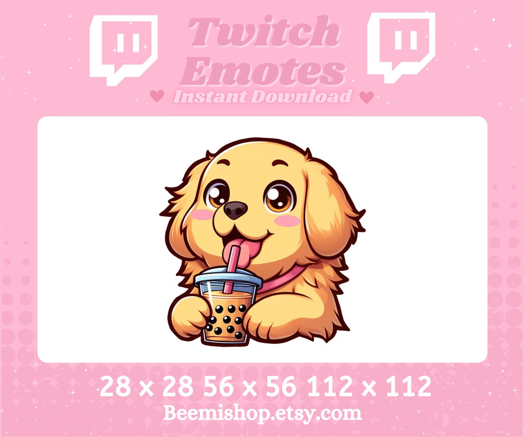 Twitch Discord Emote Cute Chibi Golden Retriever Dog Emotes Drinking ...