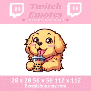Twitch Discord Emote Cute Chibi Golden Retriever Dog Emotes Drinking ...