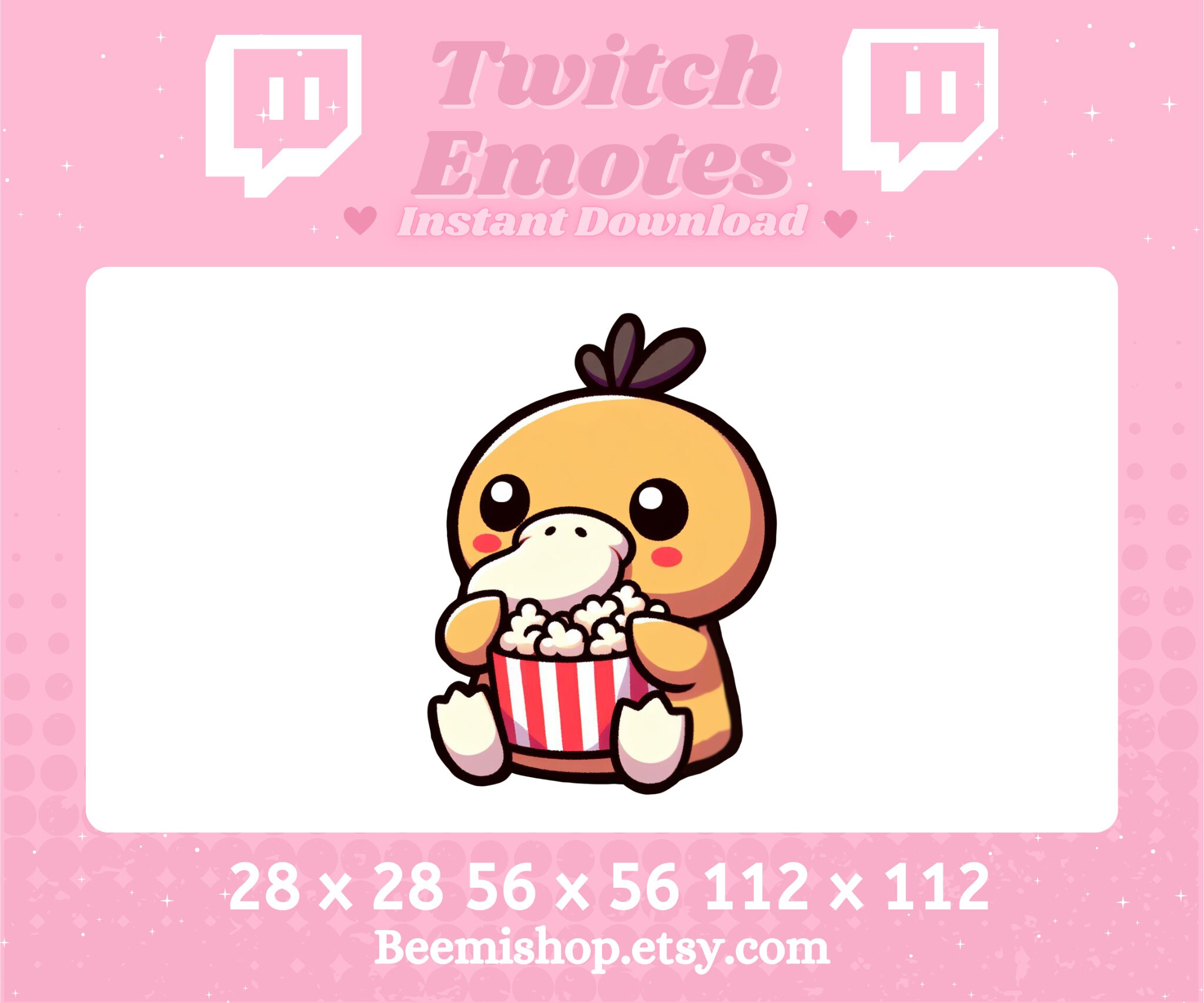 Cute Psyduck Pokemon Eating Popcorn Kawaii Youtube Adorable Twitch ...