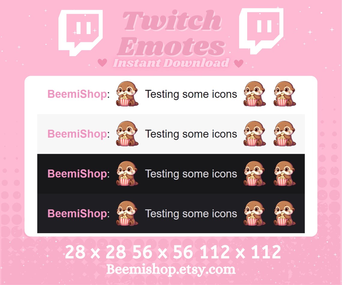 Twitch Emotes Discord Emote Otter Emotes Kawaii Eating Popcorn Cute ...