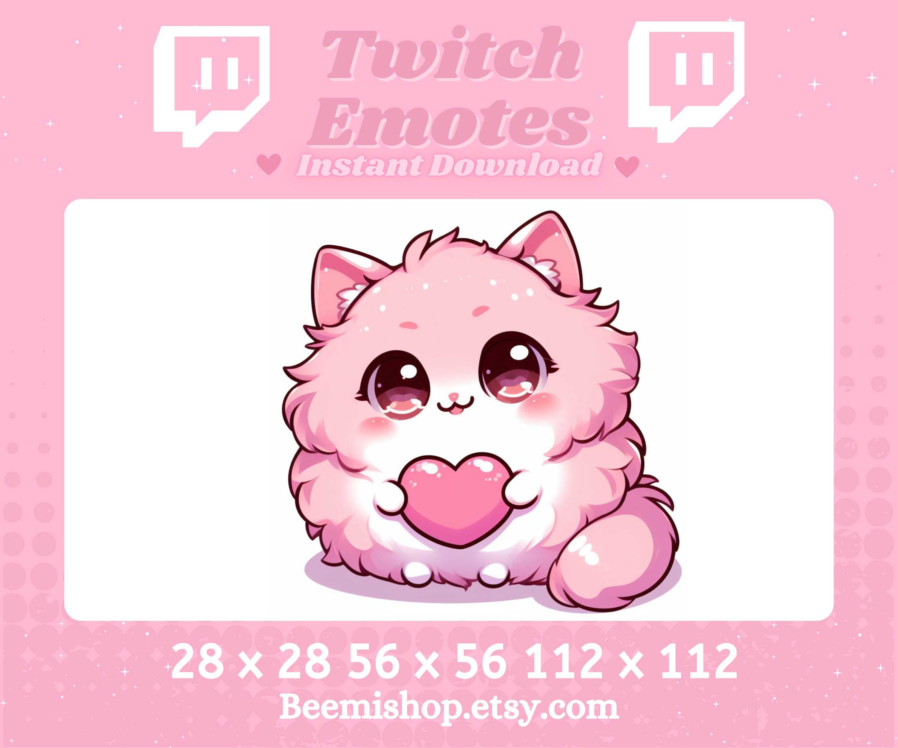 Twitch Discord Emote Cute Pink Fluffy Cat Emotes Chonkylove Heart Happy ...