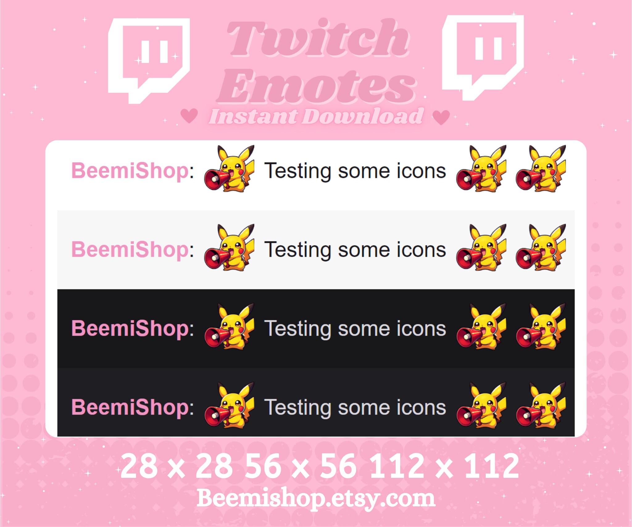 Twitch Discord Emote Cute Pokemon Pikachu Emotes Megaphone Scream ...
