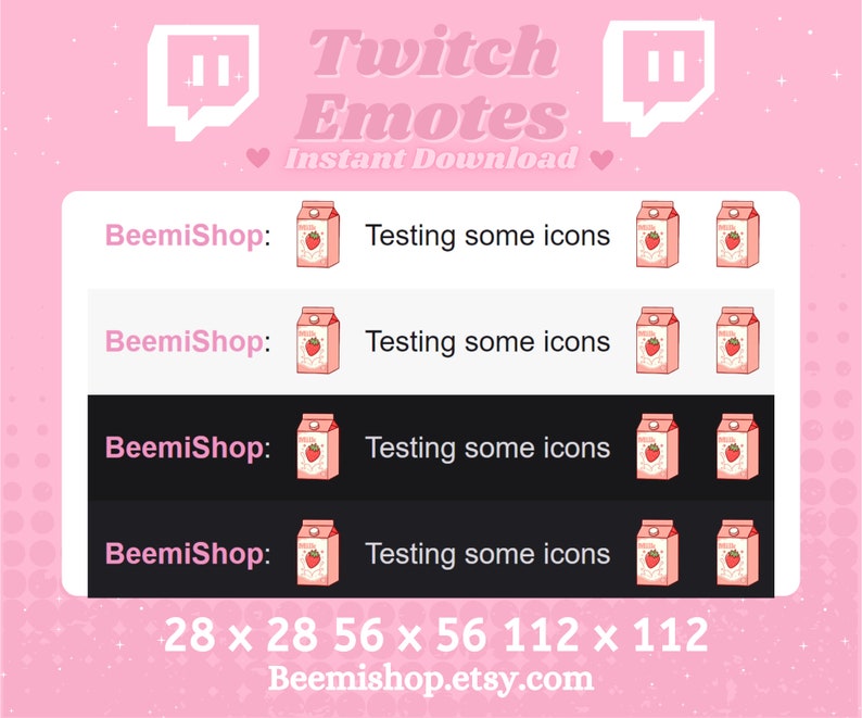 Twitch Discord Emote Cute Strawberry Milk Emote Kawaii Adorable Youtube ...