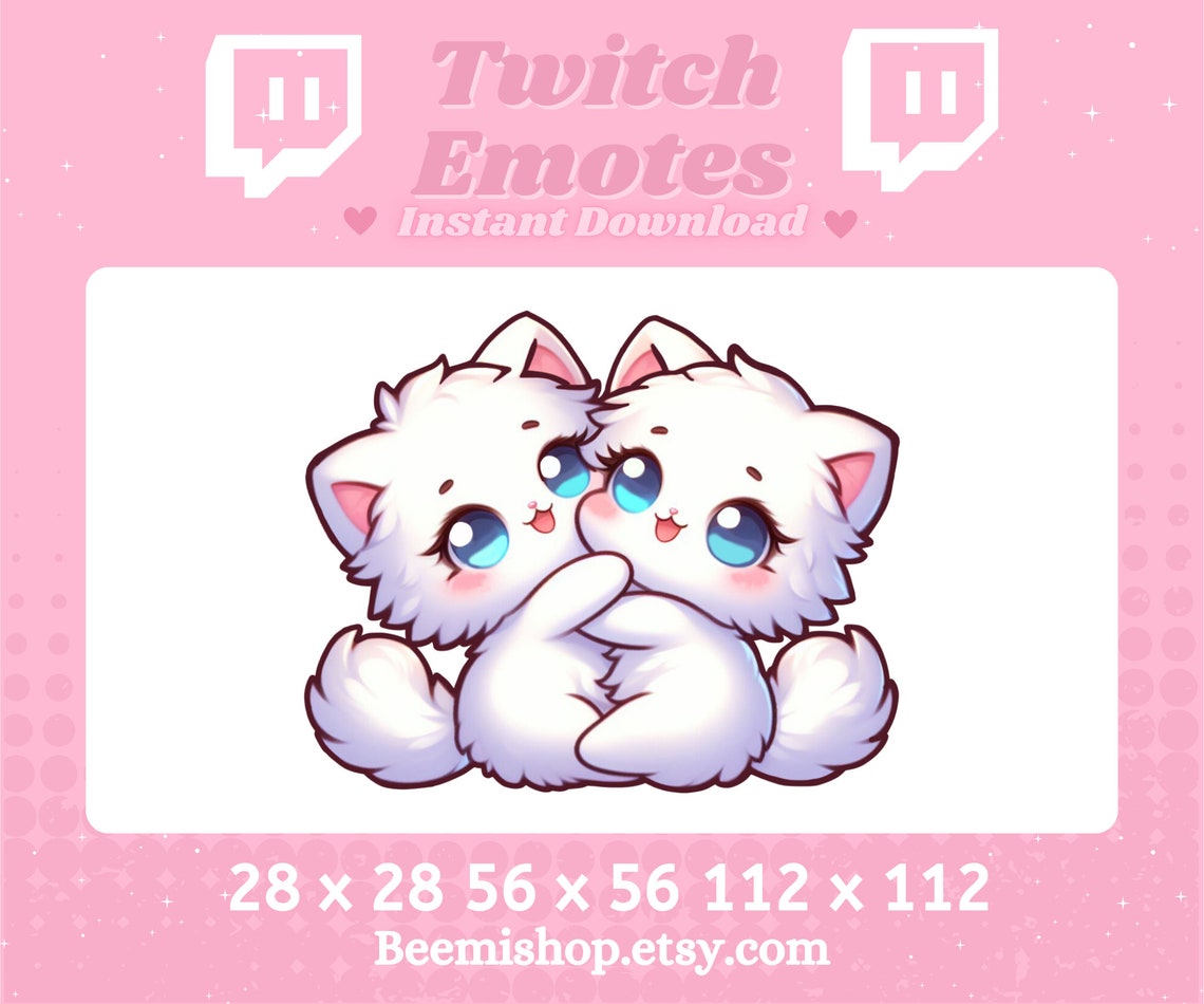 Twitch Emotes Discord Emote White Cat Emotes Fluffy Hugging Love Cozy ...