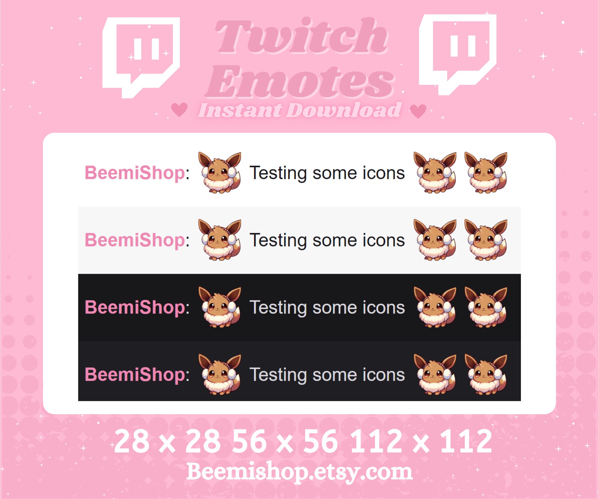 Twitch Discord Emote Pokemon Eevee Winter Emotes Cute Kawaii Server ...
