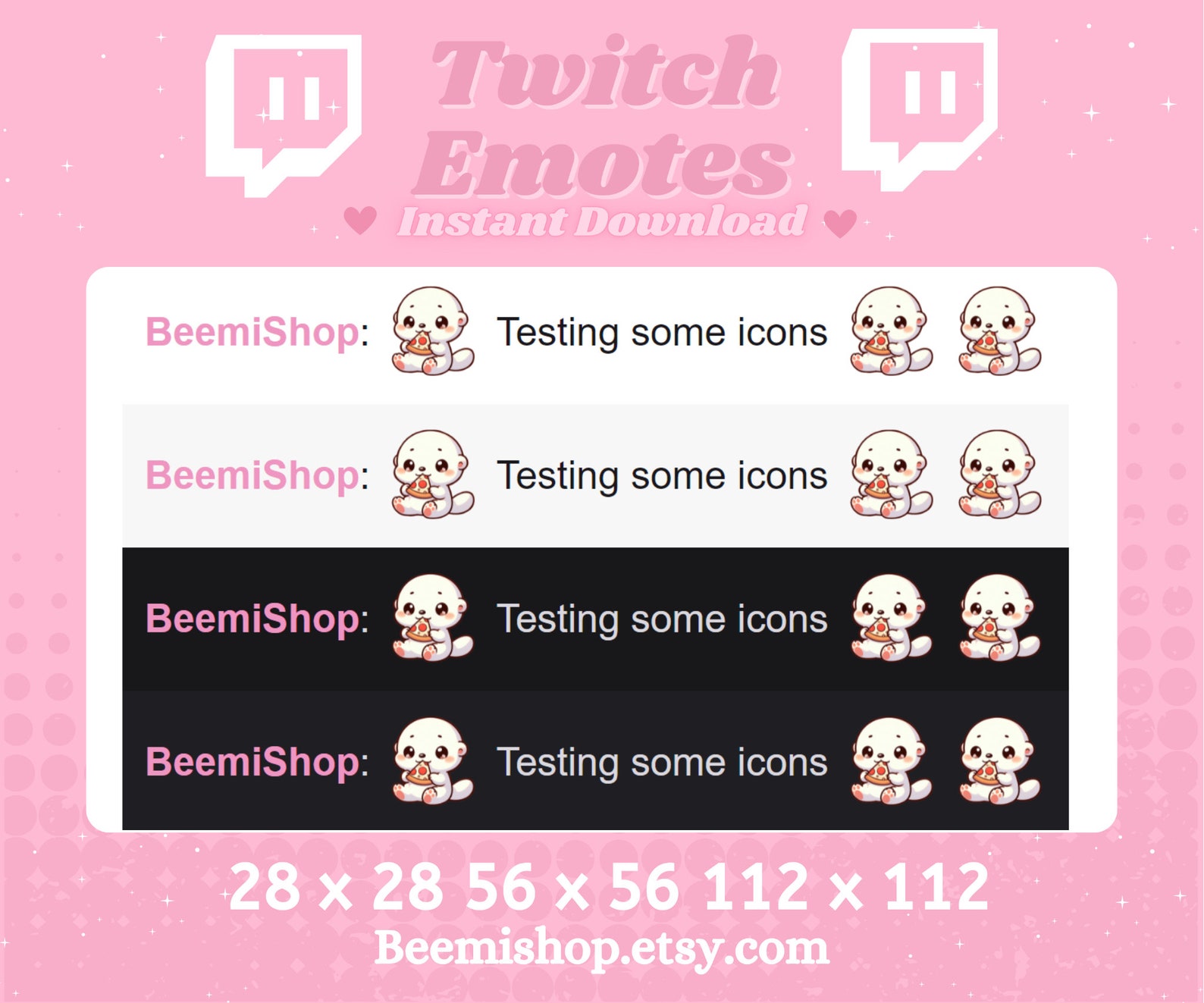 Twitch Emotes Discord Emote White Otter Animal Emotes Eating Pizza ...