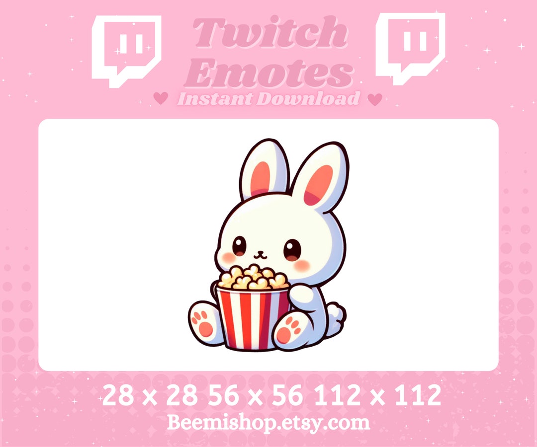 Cute White Bunny Eating Popcorn Drama Movie Funny Chibi Animal Rabbit ...