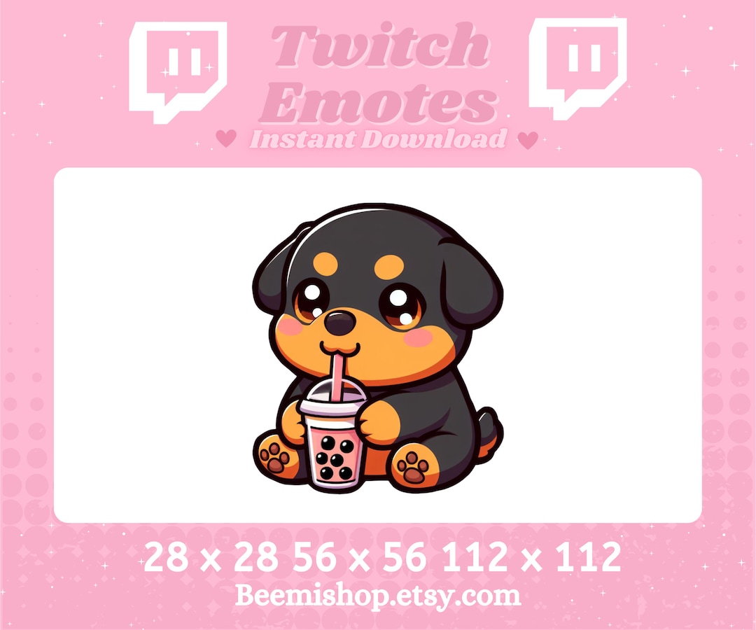 Twitch Discord Emote Cute Chibi Rottweiler Dog Emotes Puppy Drinking ...
