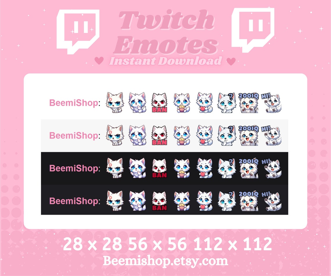 Twitch Emote Discord Emote 8 Wolf Pack Set Cute Happy Hi Crying Sad ...
