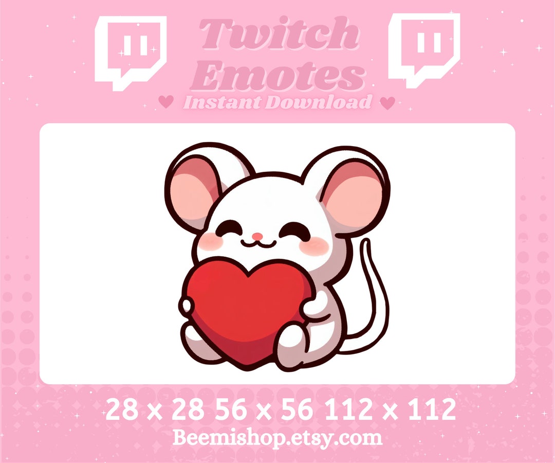 Twitch Emotes Discord Emote Cute Mouse Emotes White Love Heart Happy ...