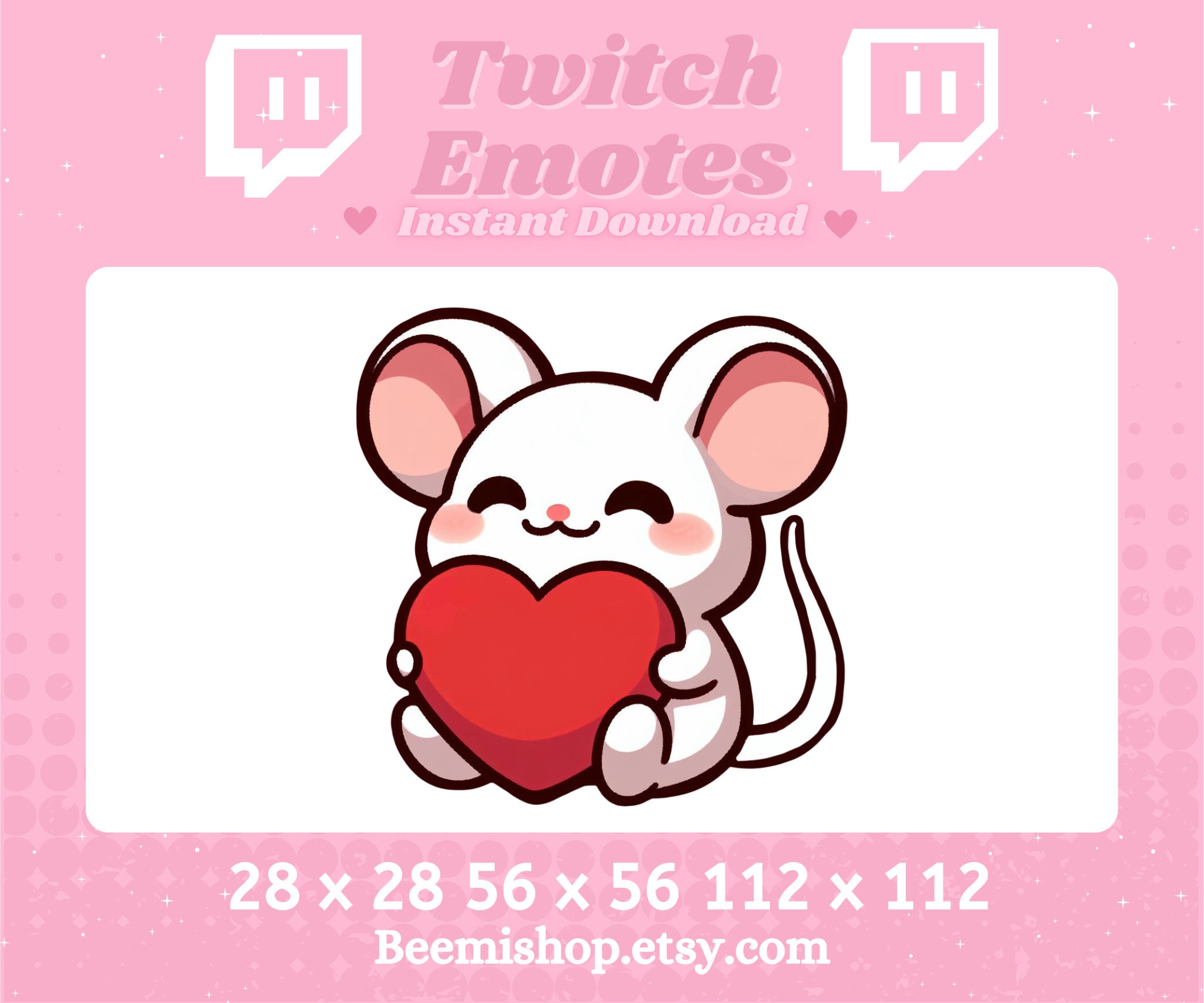 Twitch Emotes Discord Emote Cute Mouse Emotes White Love Heart Happy ...