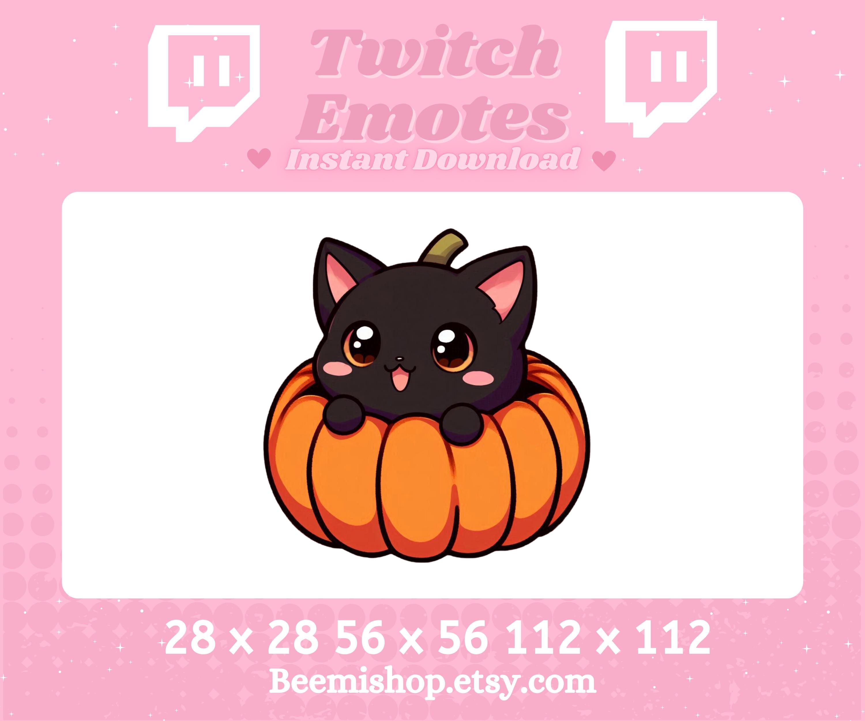 Black Cat in A Pumpkin Lurk Peeking Halloween Spooky Scary Kawaii ...
