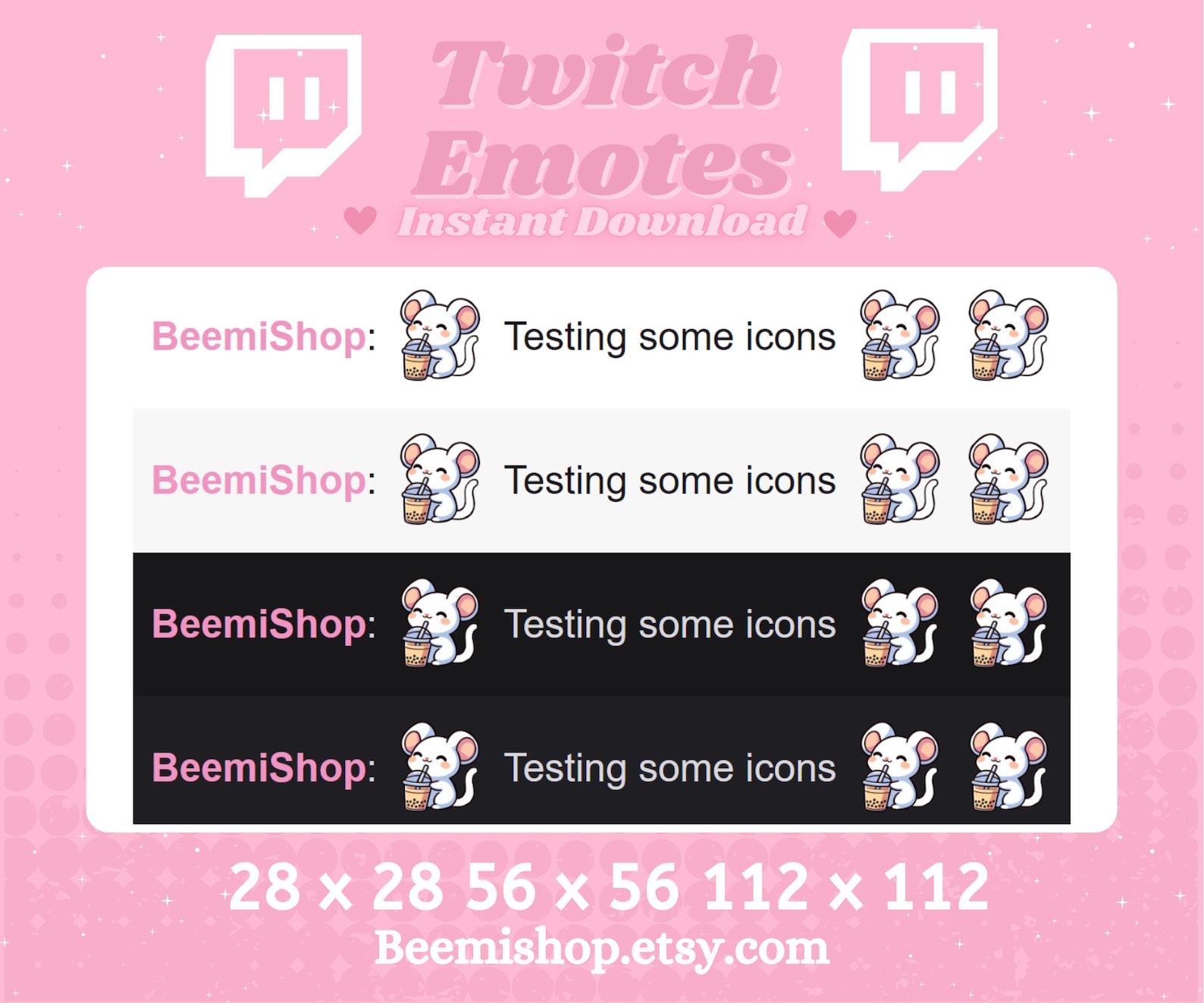 Twitch Emotes Discord Emote Cute Mouse Emotes White Comfy Boba Tea ...