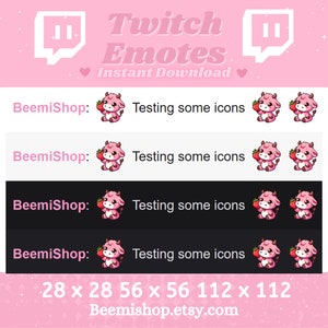 Twitch Discord Emote Cute Strawberry Cow Emotes Pink Fruit Kawaii ...
